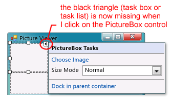 PictureBox missing the black triangle (task list)-VBForums